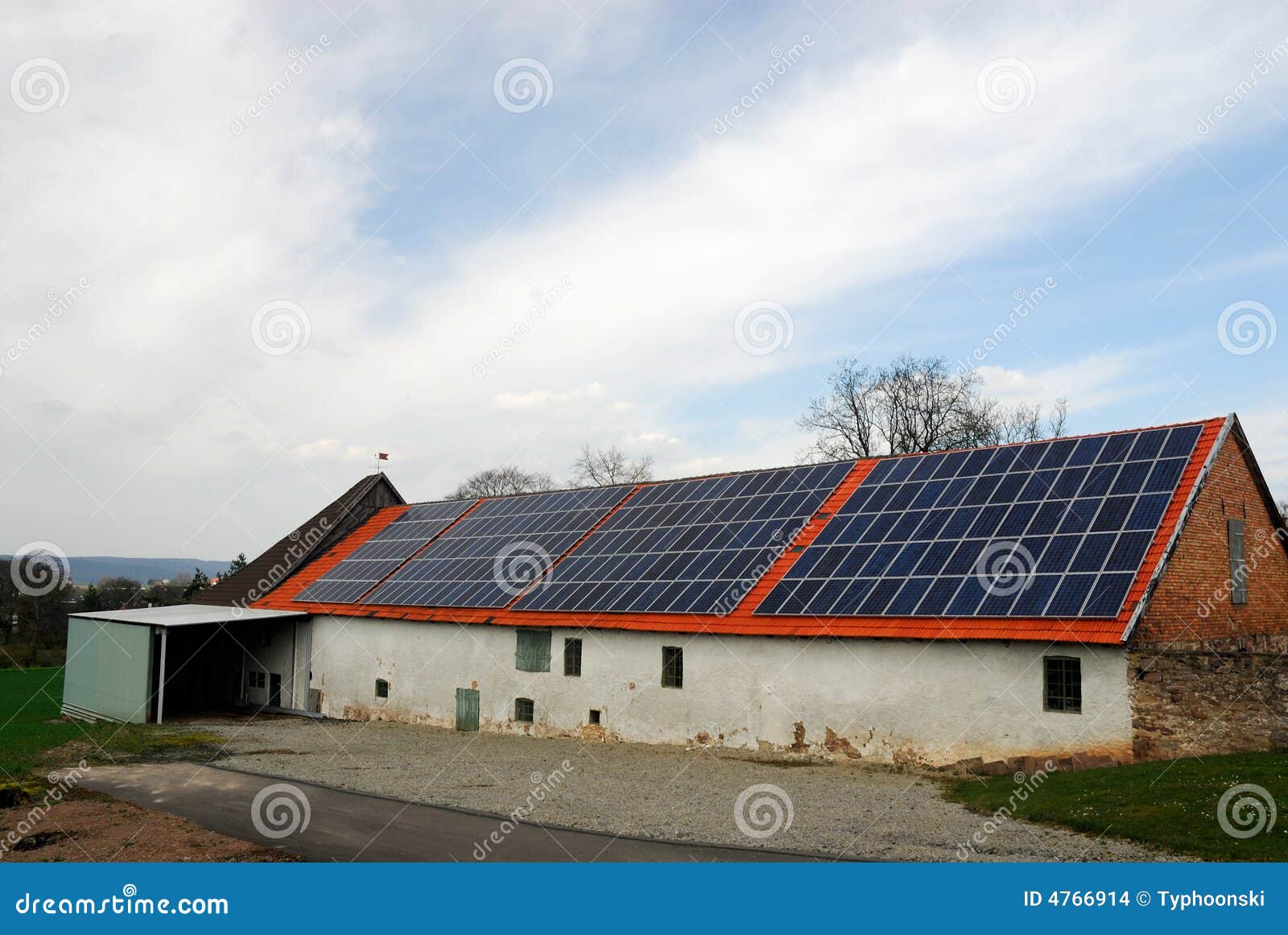 Barn with solar panels stock photo. Image of germany, electrical - 4766914