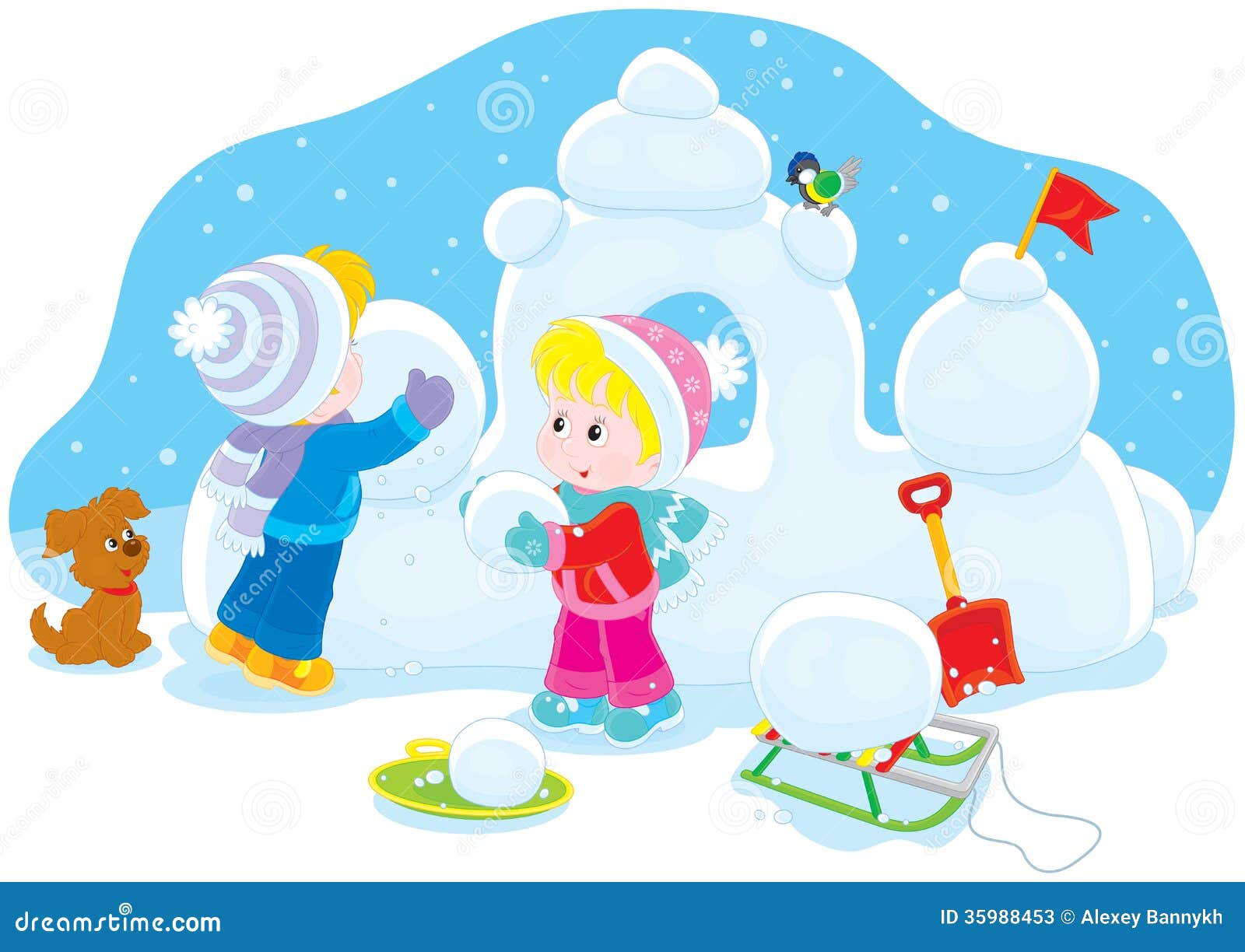 Barn Som Bygger Ett Snöfort Vektor Illustrationer - Illustration av ... Barn Som Bygger Ett Snöfort Vektor Illustrationer - Illustration av ...