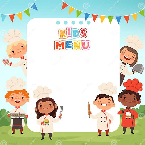 Barn Som Lagar Mat Bakgrund E Vektor Illustrationer - Illustration av ...