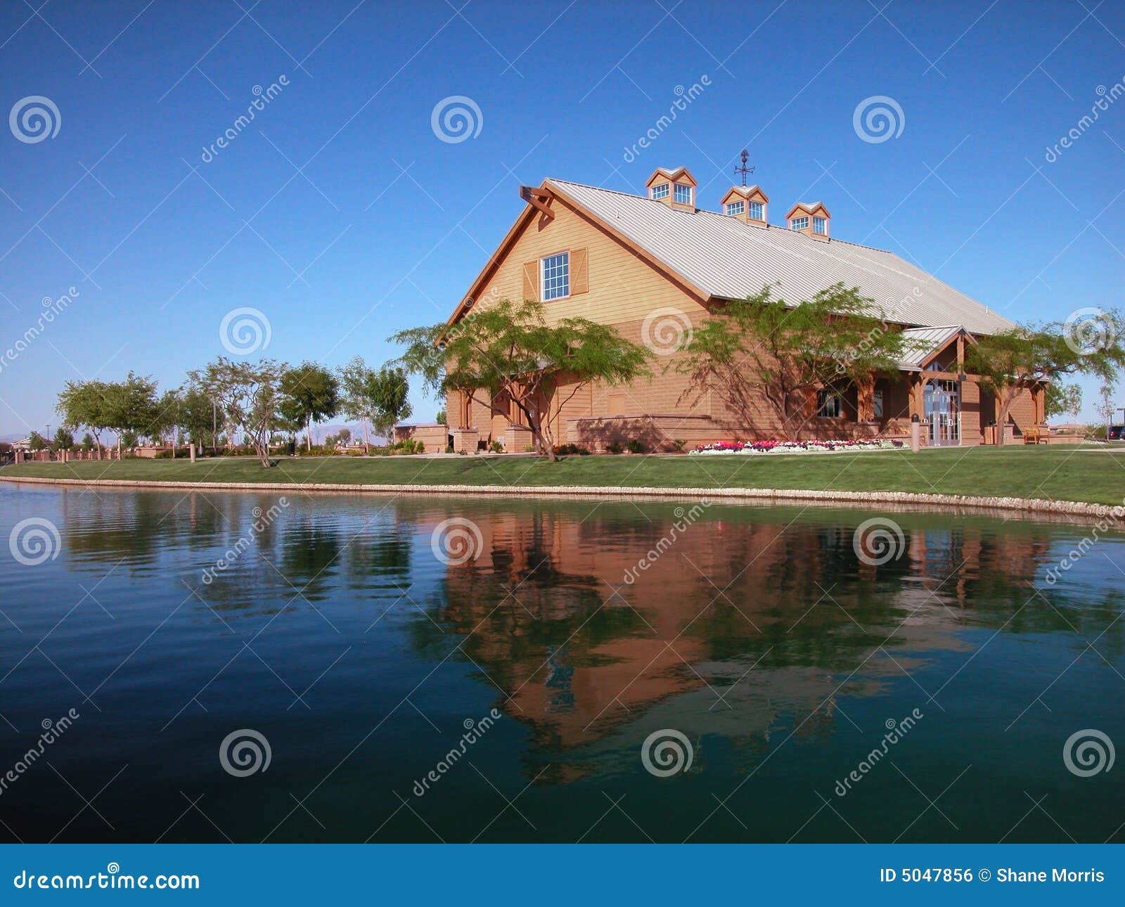 Barn Style Community Center With Lake Picture. Image: 5047856
