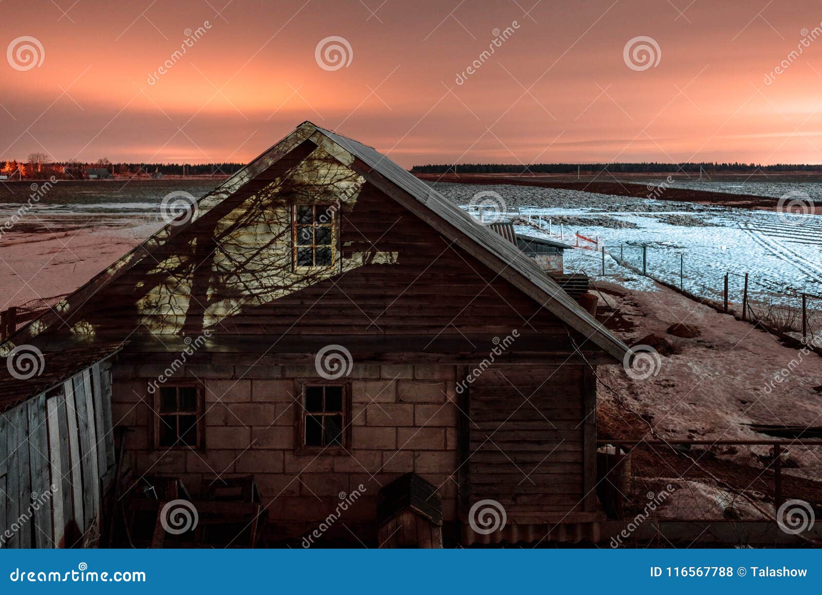 Barn at Sunset the View from the Top Stock Photo - Image of sunset ...