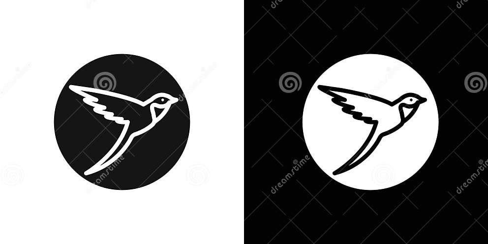 Barn Swallow Icon Flat Vector Set Outline Stock Vector - Illustration ...