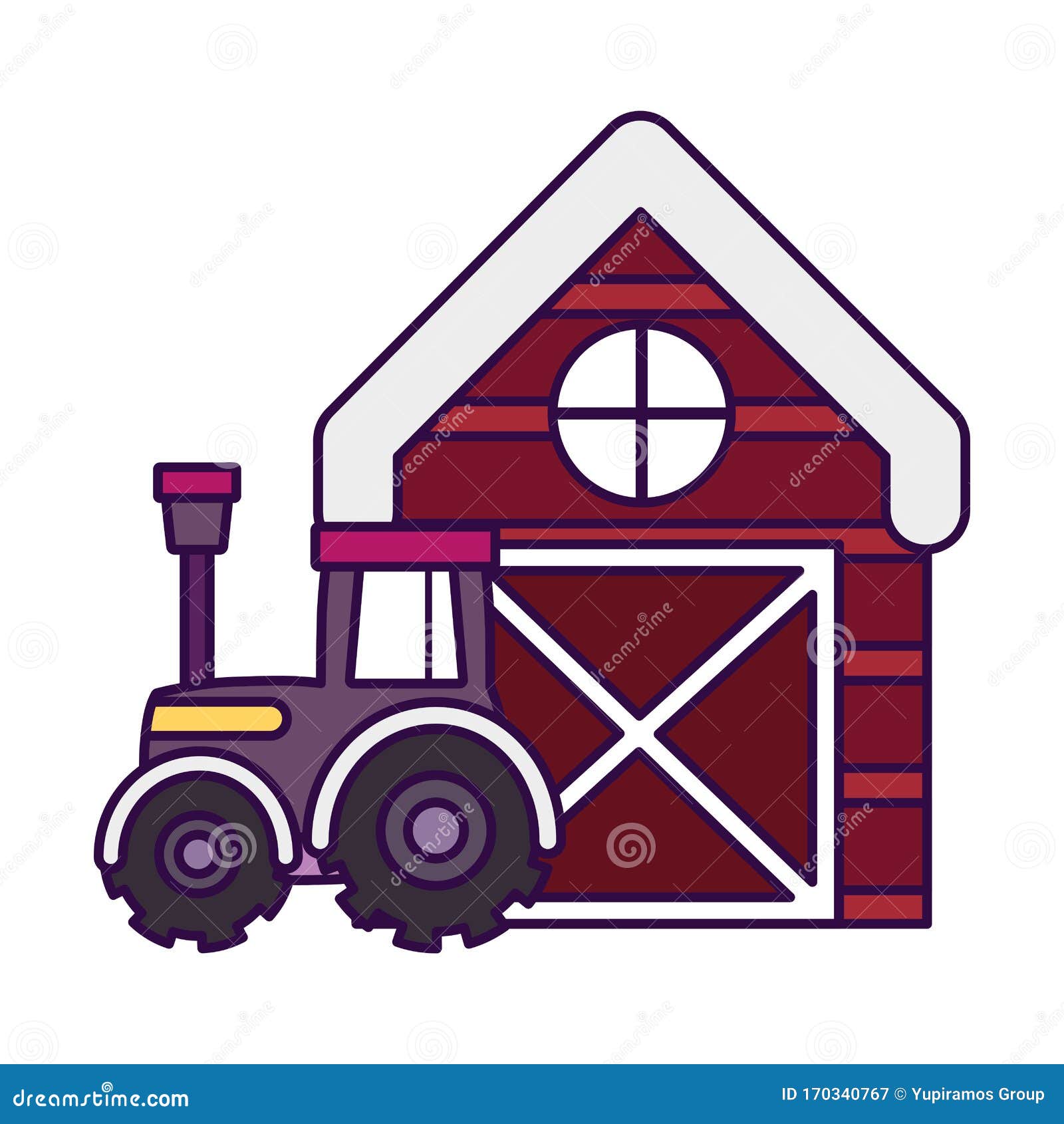 Barn Tractor Farm Animal Cartoon Stock Vector - Illustration of farming ...