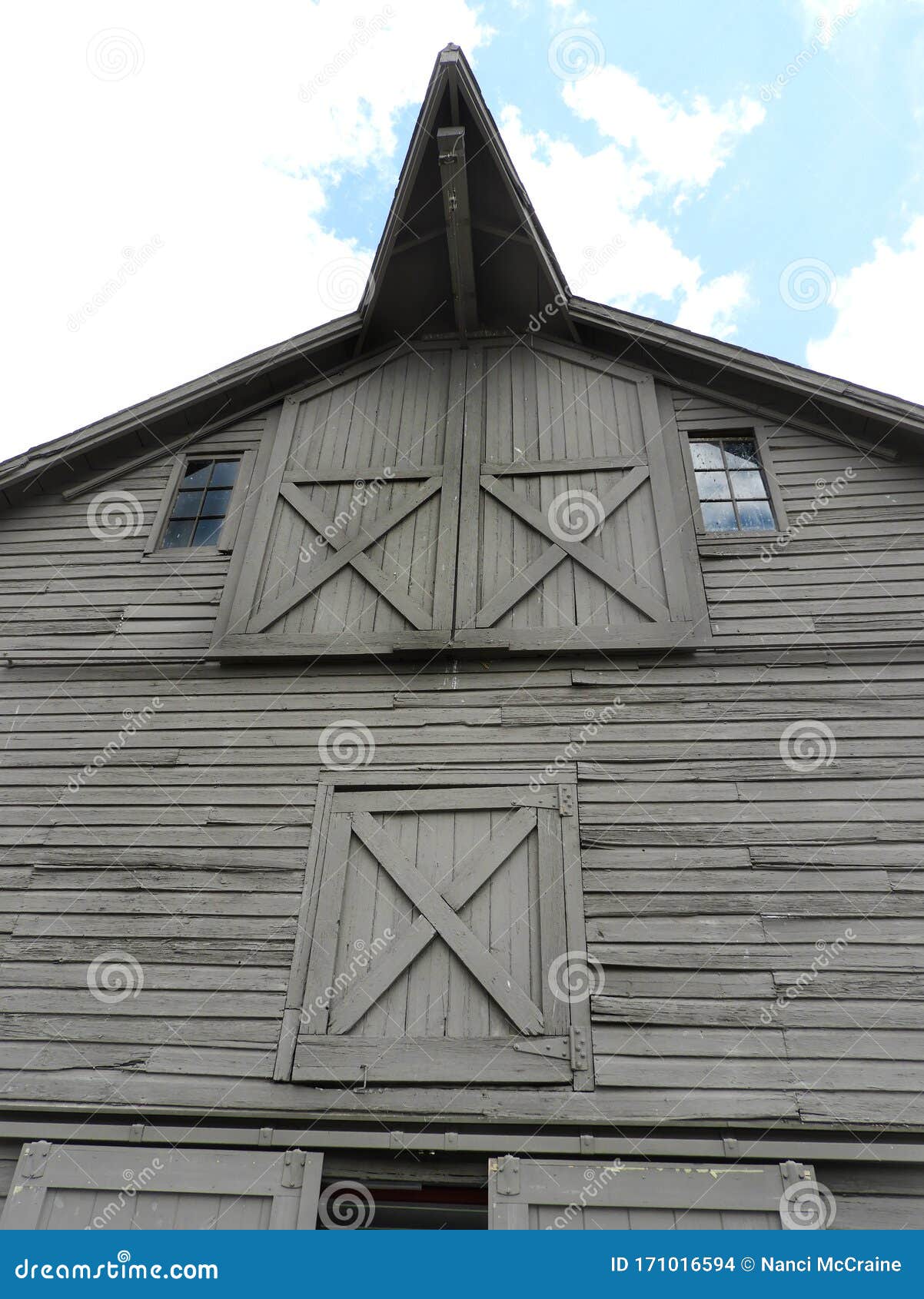 Shaker Barn with Widowspeak Hay Prow and Doors Stock Photo - Image of ...