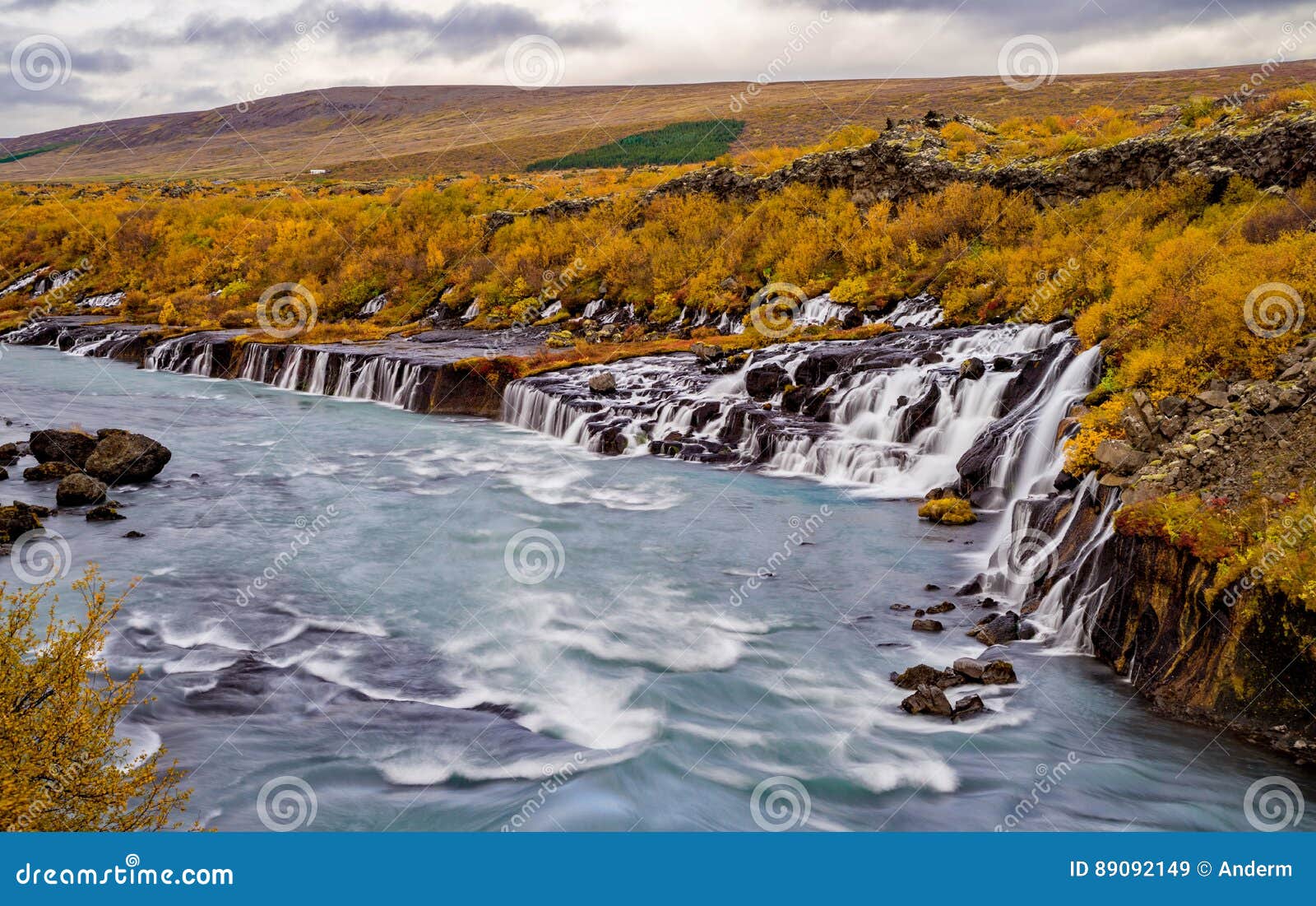 Barnafoss Waterfall in Iceland Stock Image - Image of landscape, hvita ...