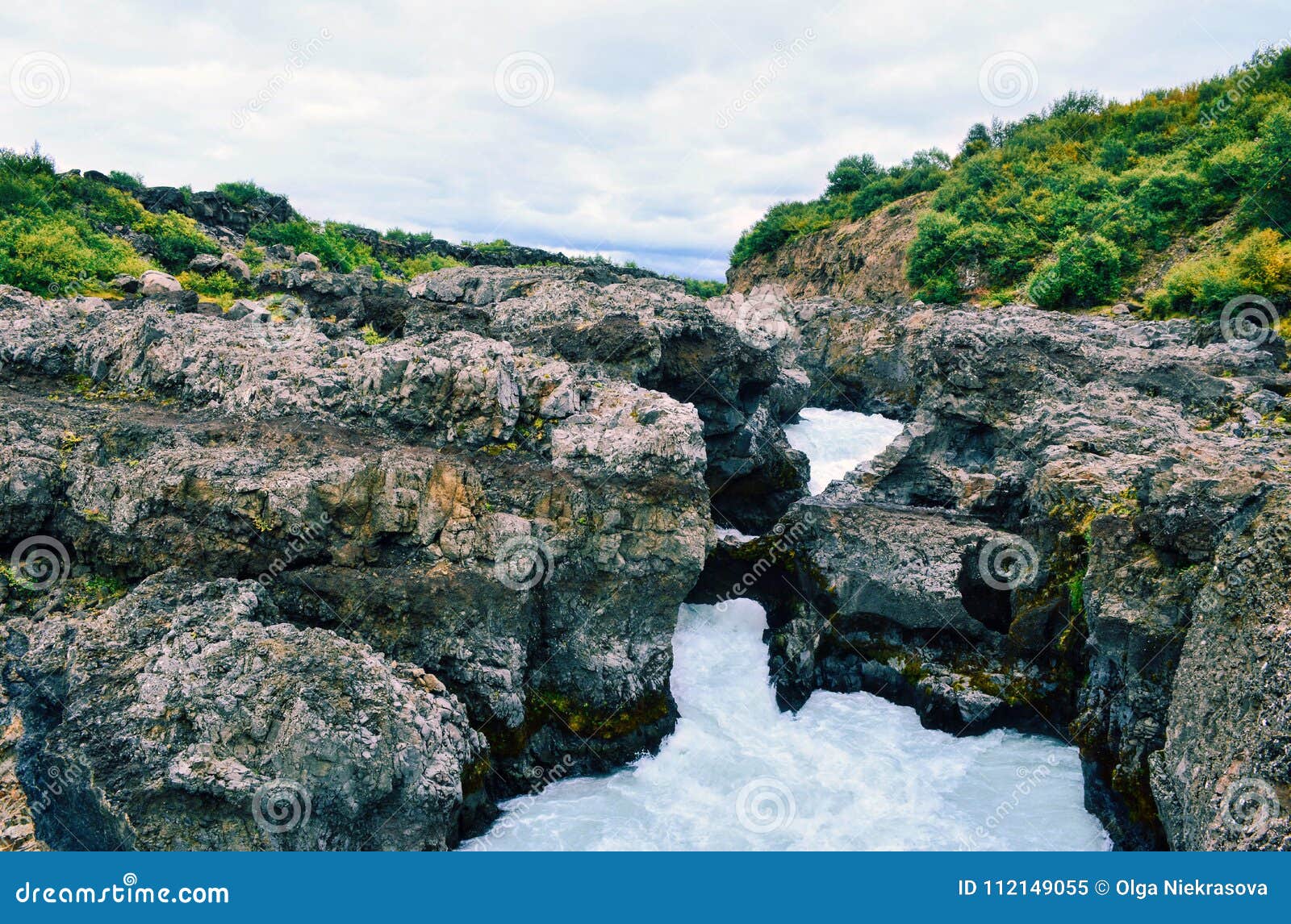 Barnafoss Waterfall in Western Iceland. Stock Image - Image of cascade ...