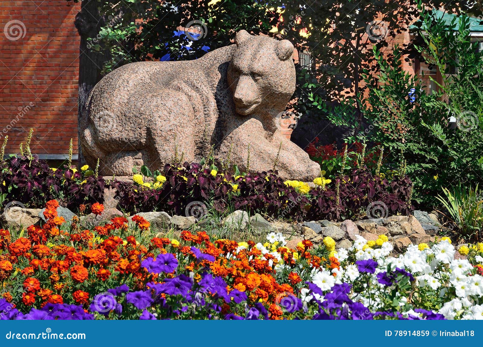 Barnaul, Russia, August, 17, 2016. a Sculpture of a Bear in the Centre ...