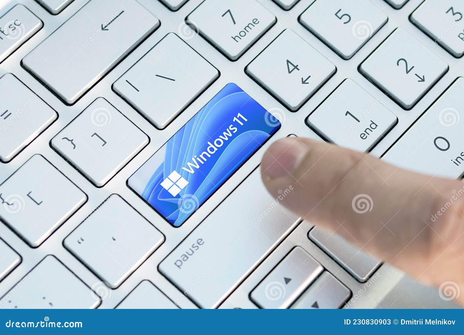 Barnaul, Russia. Close Up Of Finger On Keyboard Button With Windows 11 ...