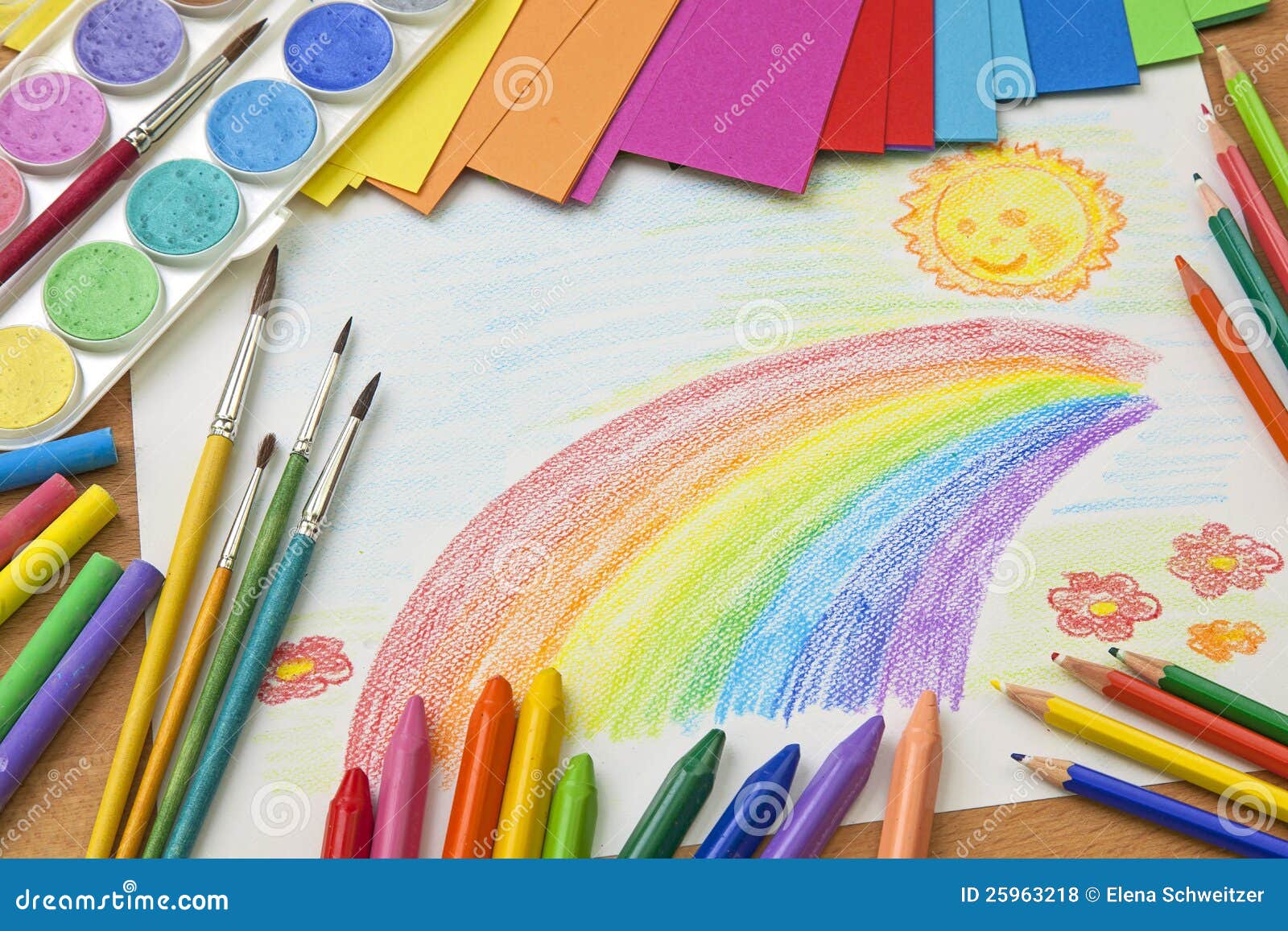 Barns teckning arkivfoto. Bild av begrepp, utrustning - 25963218