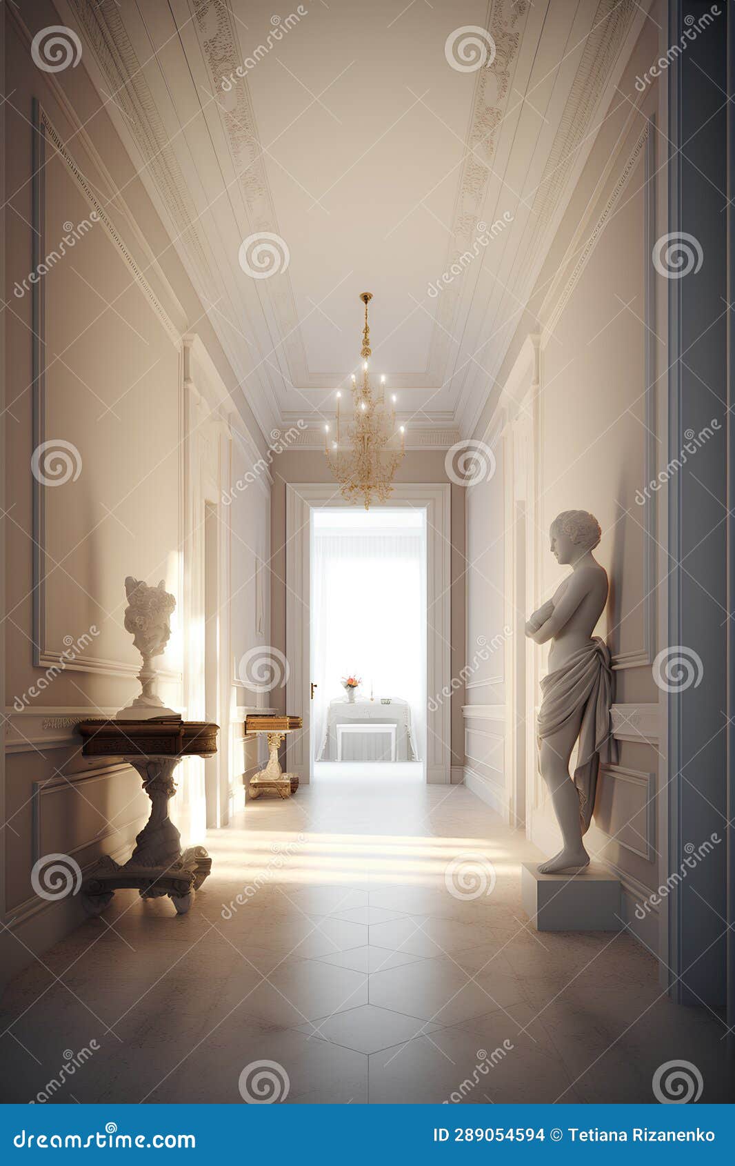 Barocco Style Hallway Interior in Luxury House Stock Illustration ...