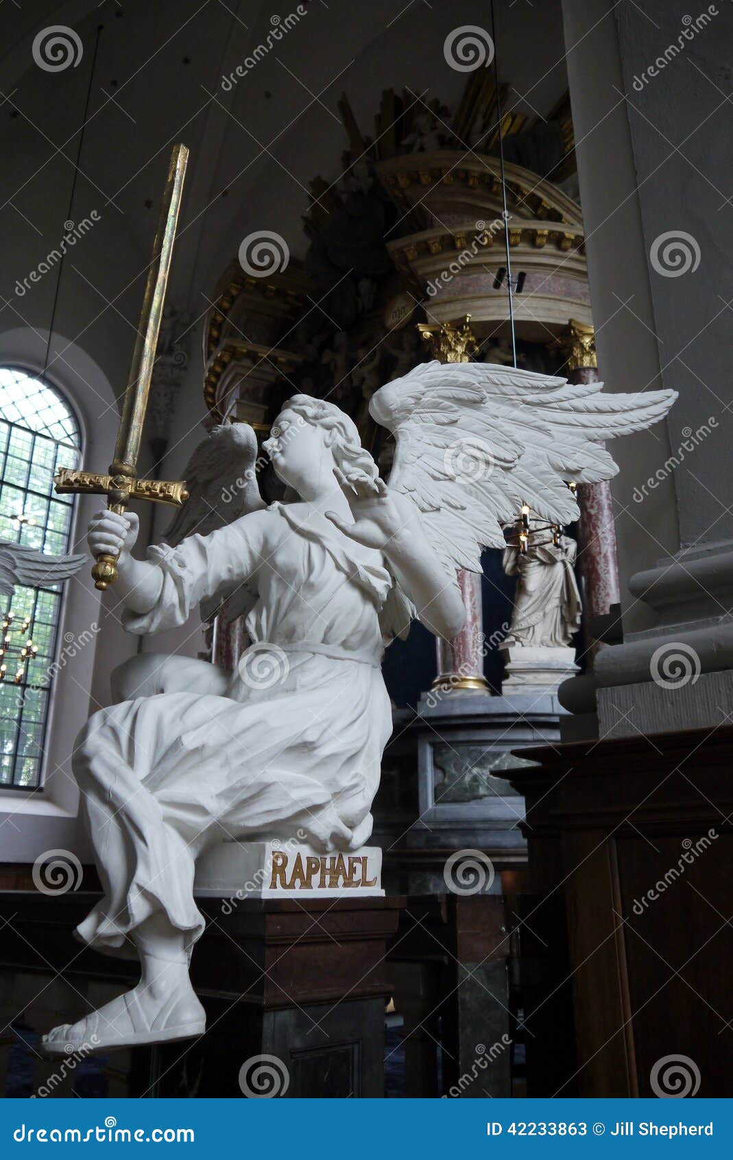 Barock: Engel RAPHAEL-Skulptur Stockbild - Bild von skulptur, retter ...
