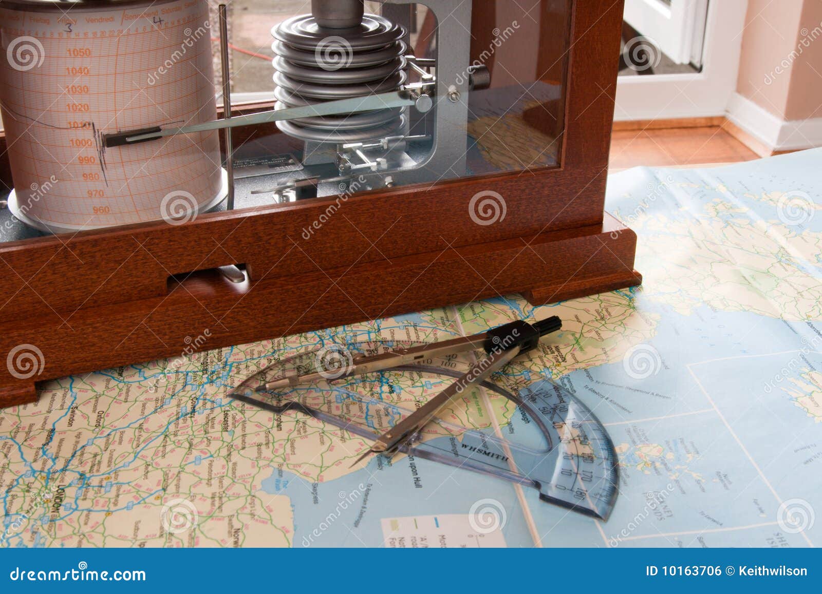 Barograph on a Map stock photo. Image of weather, atmospheric - 10163706