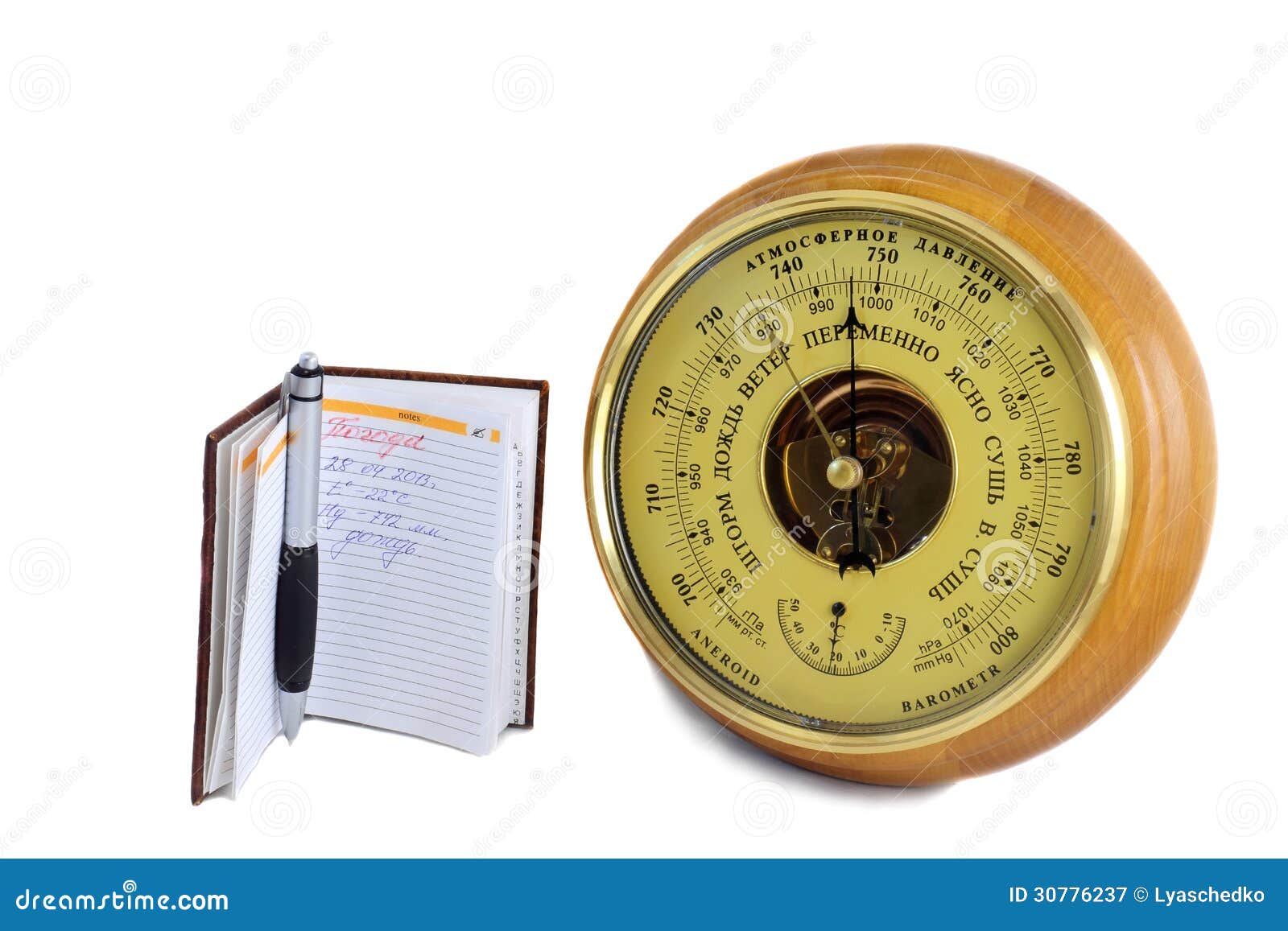 Barometer - Aneroid And The Notebook On A White Background Stock Image ...