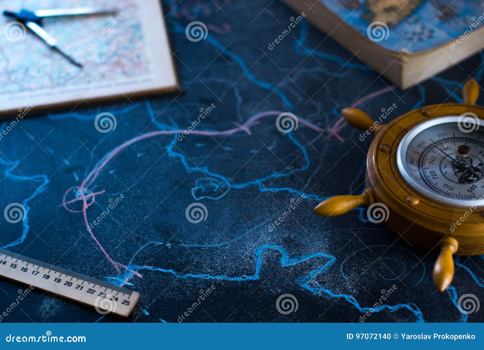 Barometer on a Black Background with a Map. Stock Photo - Image of ...