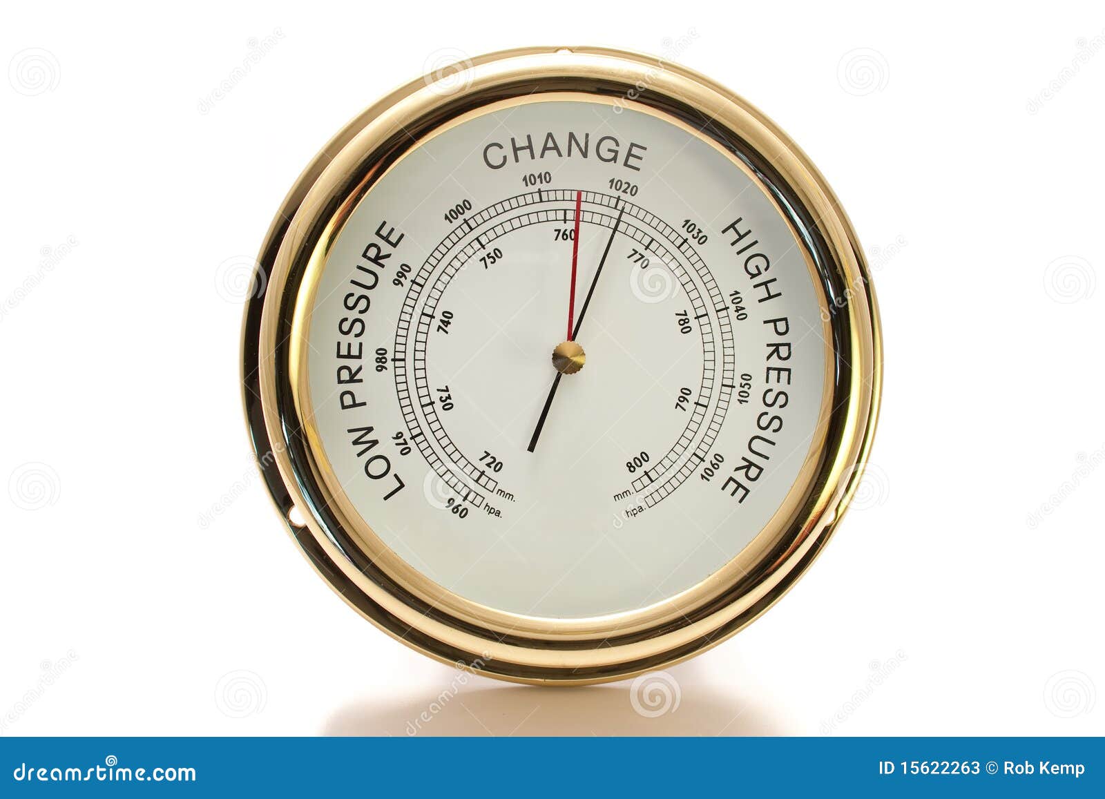 Barometer Brass with White Face Isolated Stock Image - Image of ...