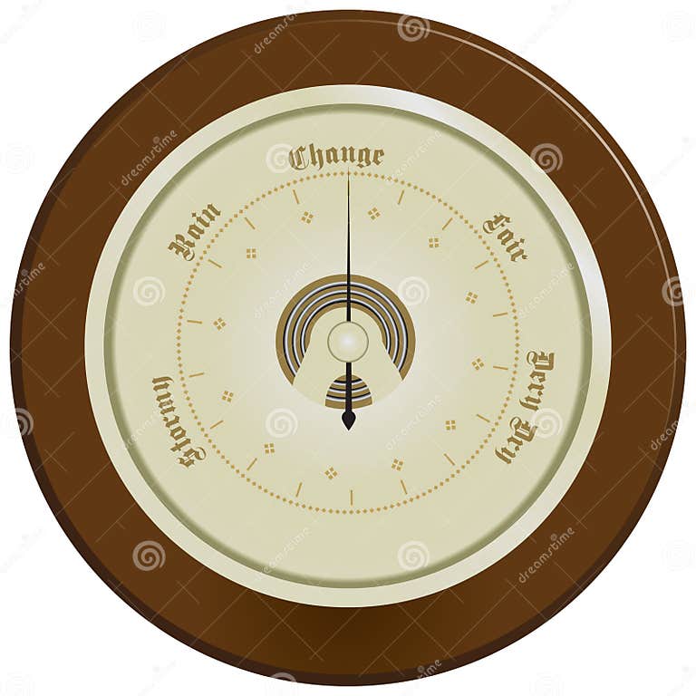 Barometer on dark wood stock vector. Illustration of climate - 65155602