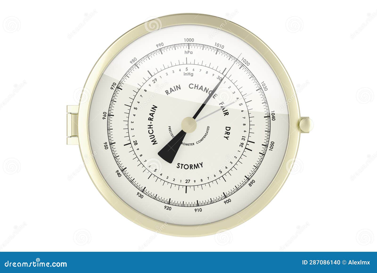 Barometer, Front View. 3D Rendering Stock Illustration - Illustration ...