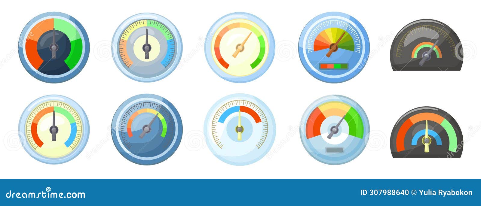 Barometer Icons Set Cartoon Vector. Weather Control Stock Vector ...