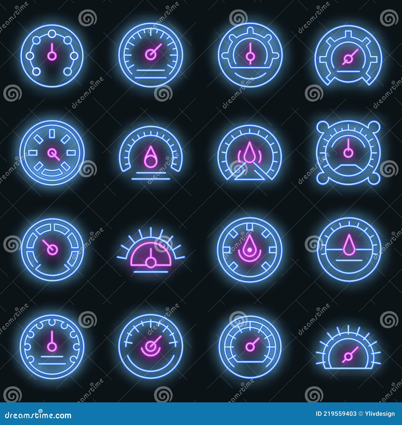 Barometer Icons Set Vector Neon Stock Vector - Illustration of arrow ...
