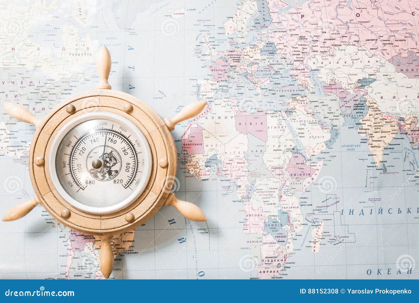 Barometer on World Map Background Stock Photo - Image of bark ...