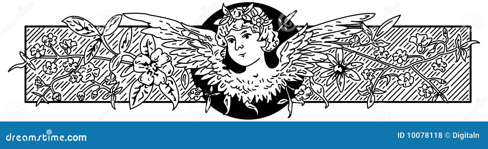 Baroque Angel illustration stock vector. Illustration of flowers - 10078118
