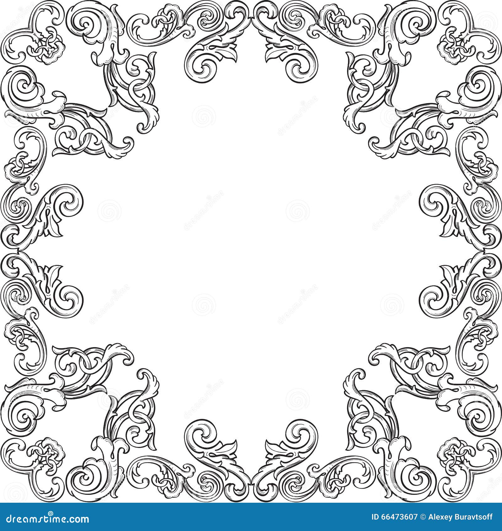 Baroque Art Greeting Border Stock Vector - Illustration of flower ...