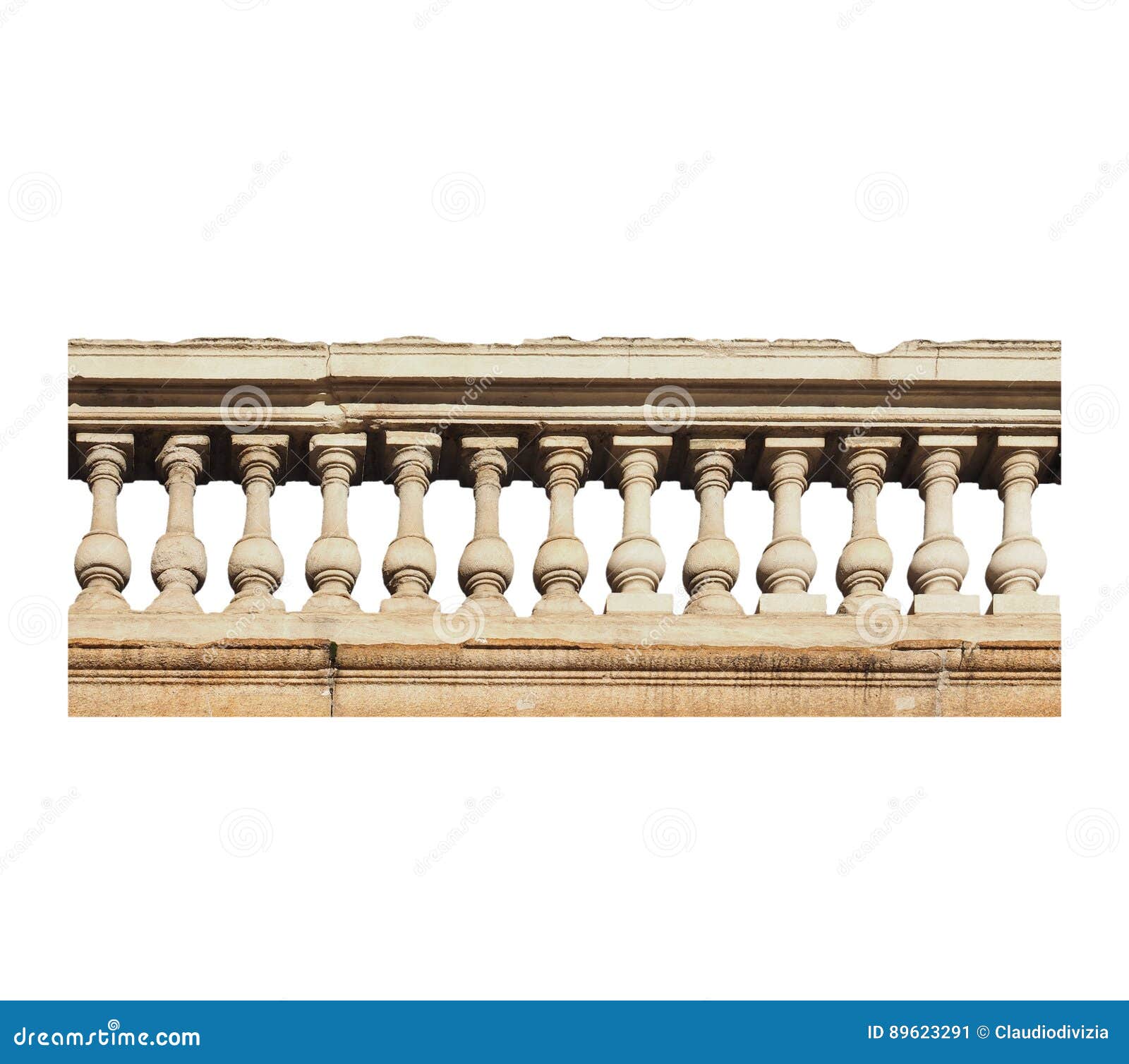 Baroque Balustrade Isolated Over White Stock Image - Image of element ...
