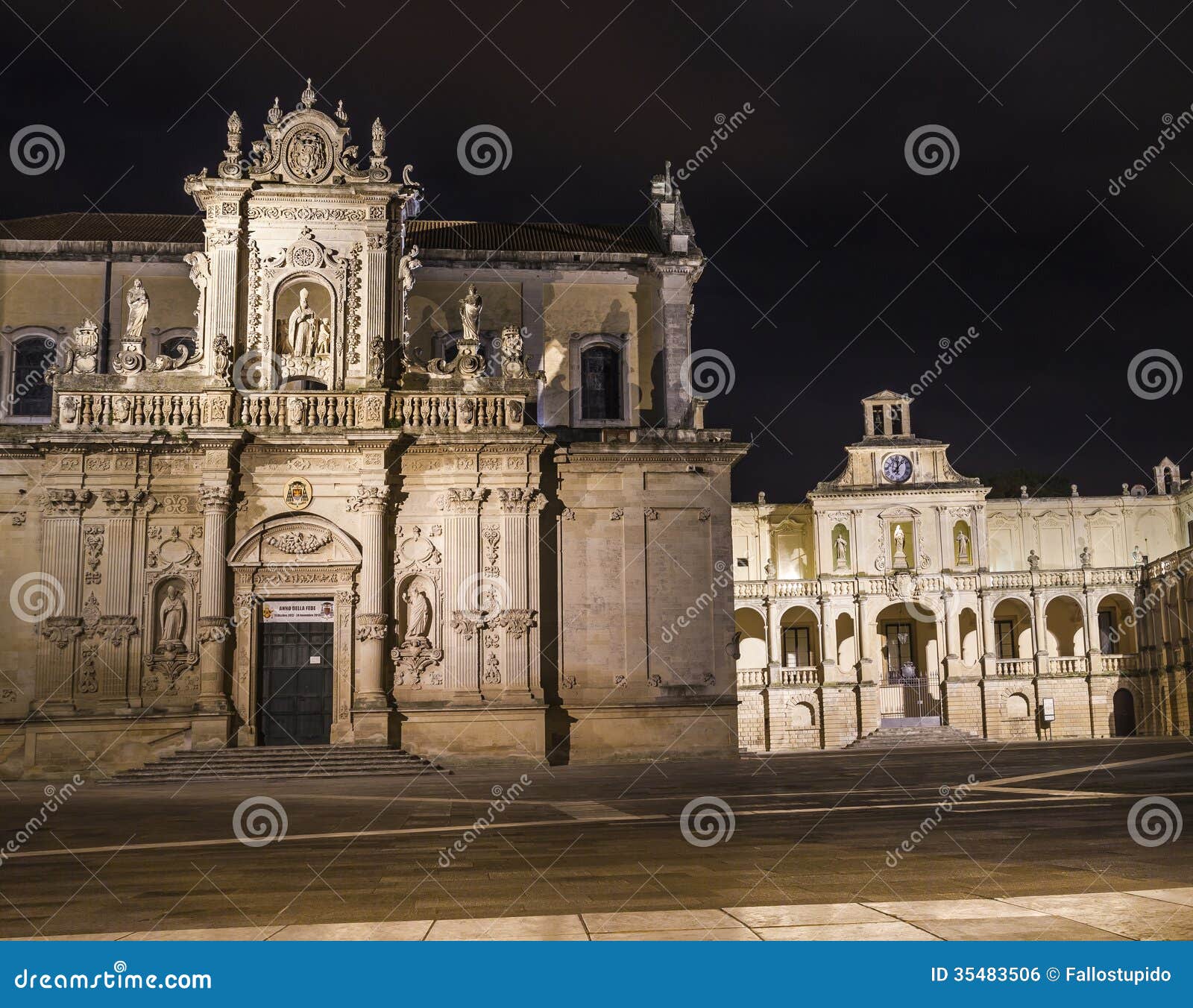 Baroque Basilic Lecce Night Stock Photo - Image of oronzo, bell: 35483506