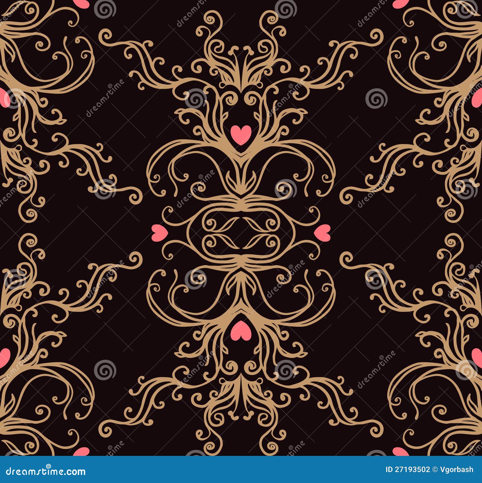 Baroque Black and Gold Vintage Background Stock Illustration ...