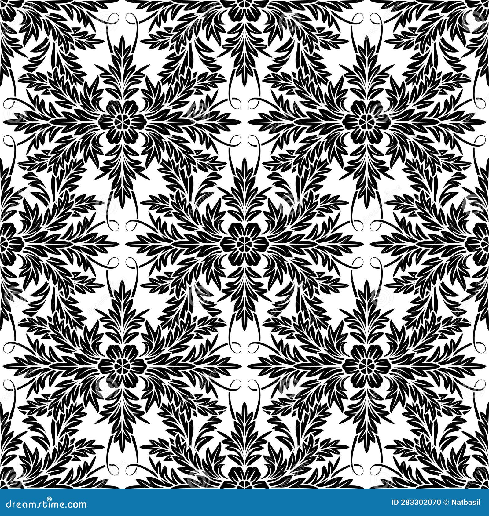 Baroque Black and White Seamless Pattern with Flowers Stock Vector ...