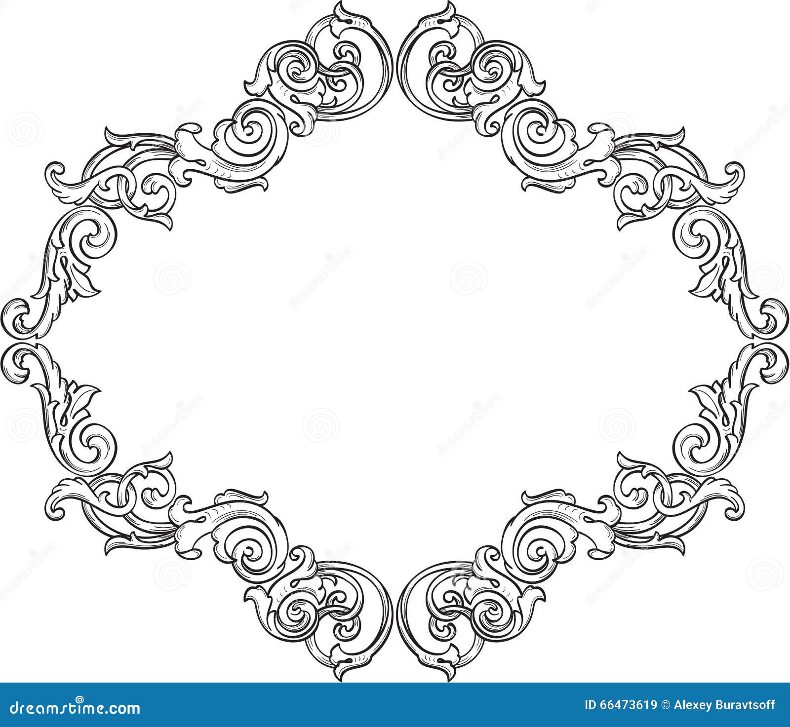 Baroque border stock vector. Illustration of frame, flower - 66473619
