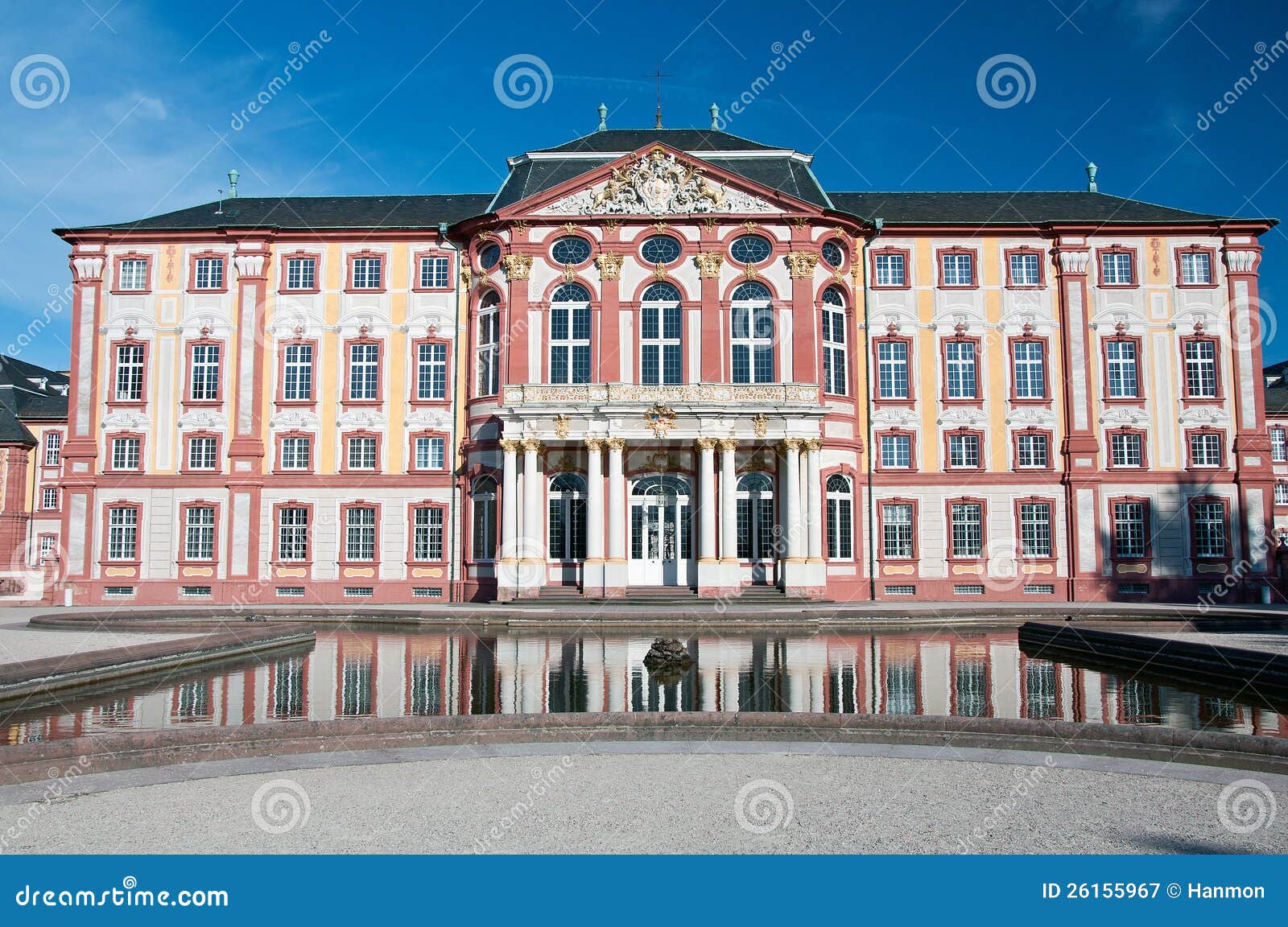 Baroque Castle Bruchsal with Water Reflection Stock Image - Image of ...