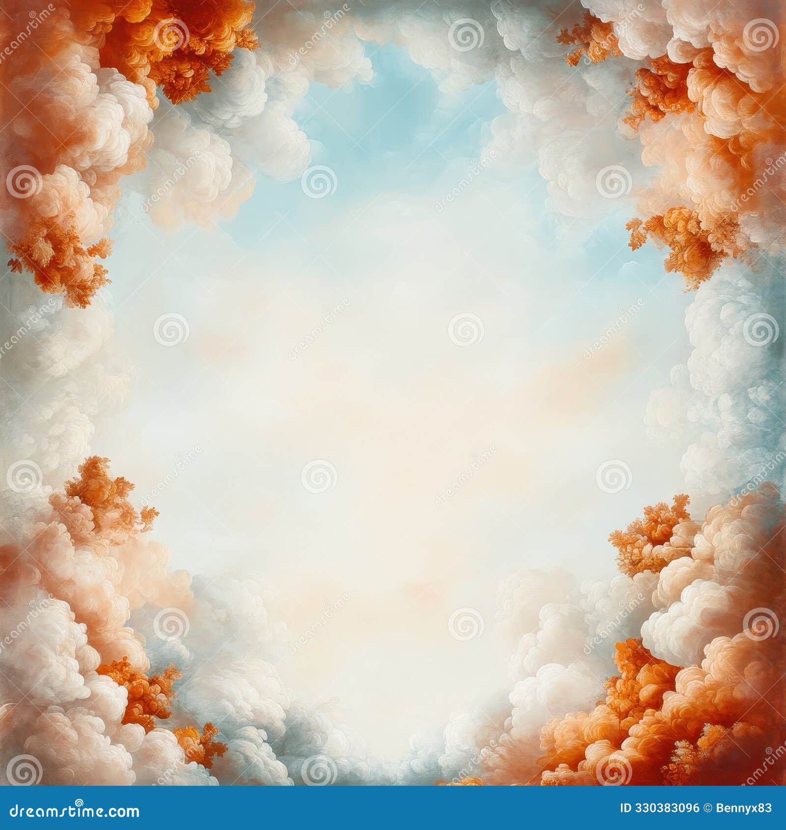 Baroque Ceiling Fresco Depicting Dramatic Clouds and Sky Elements in ...