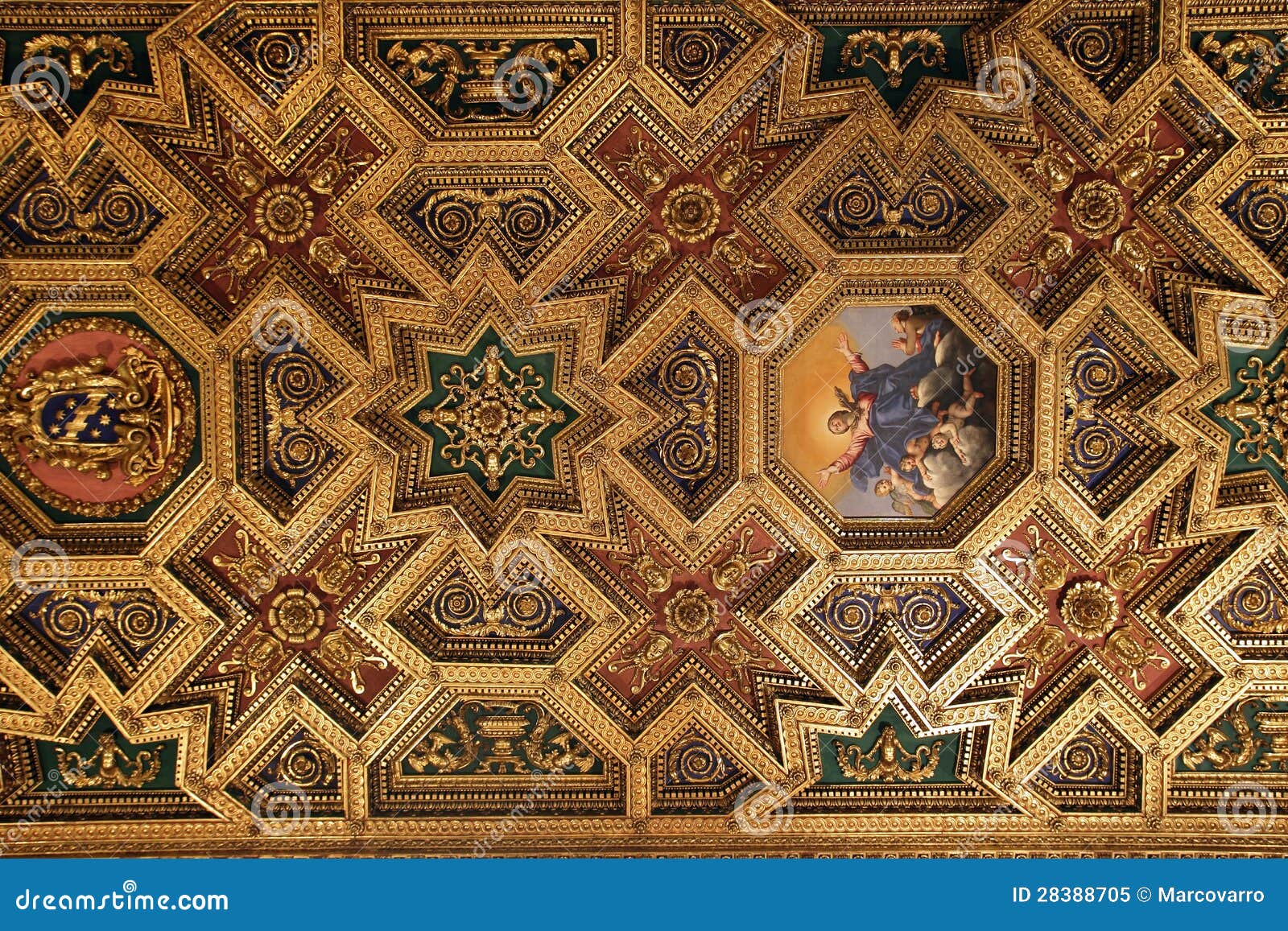 Baroque Ceiling in Santa Maria in Trastevere, Rome Stock Image - Image ...