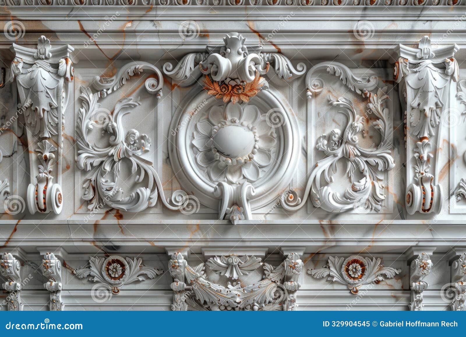 Baroque Classical Abstract Marble Ceiling Art with Ornate Border an ...