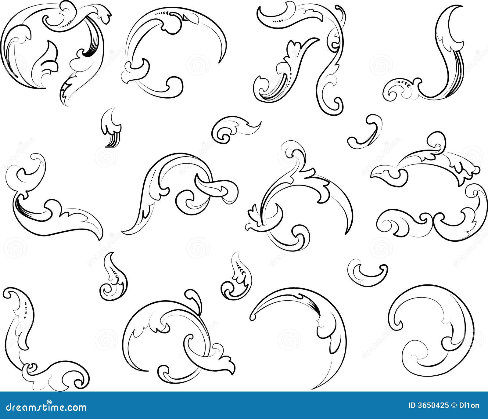 Baroque Clipart. Calligraphy Style Stock Vector - Illustration of paper ...