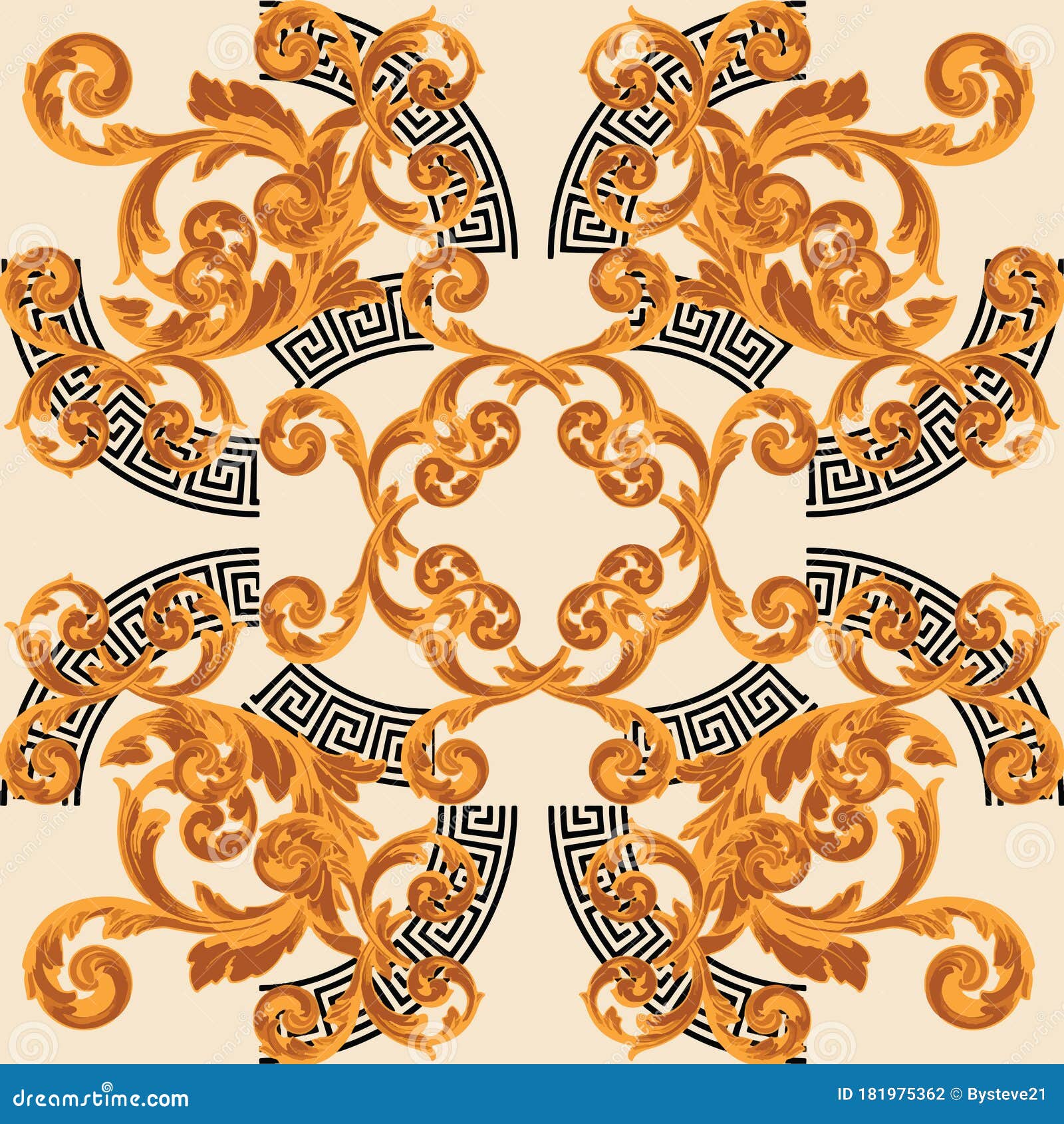 Baroque Colored with Greek Design Pattern Stock Vector - Illustration ...