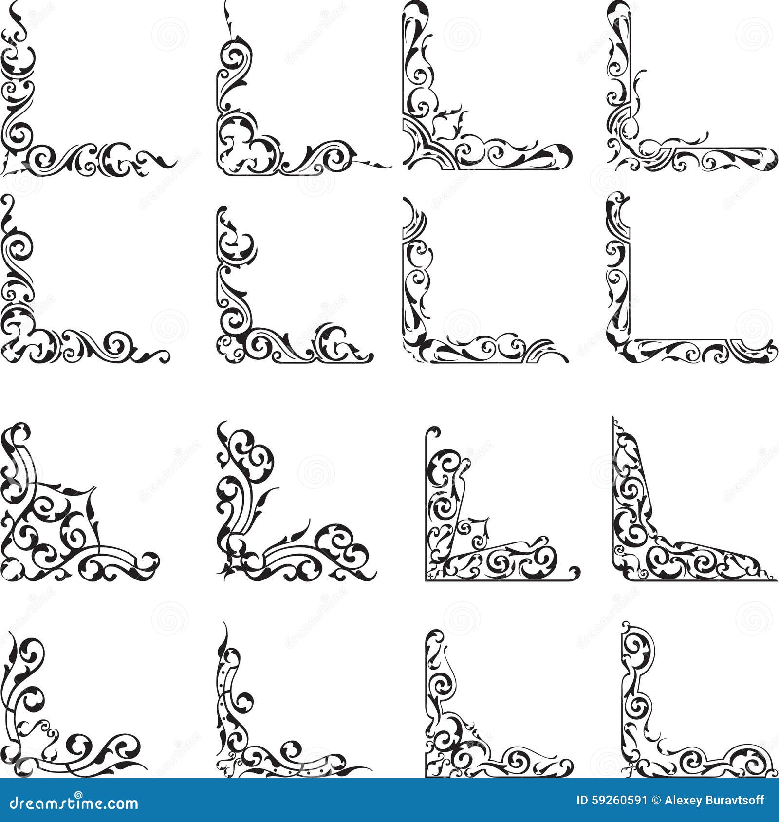 Baroque corner nice set stock vector. Illustration of divide - 59260591