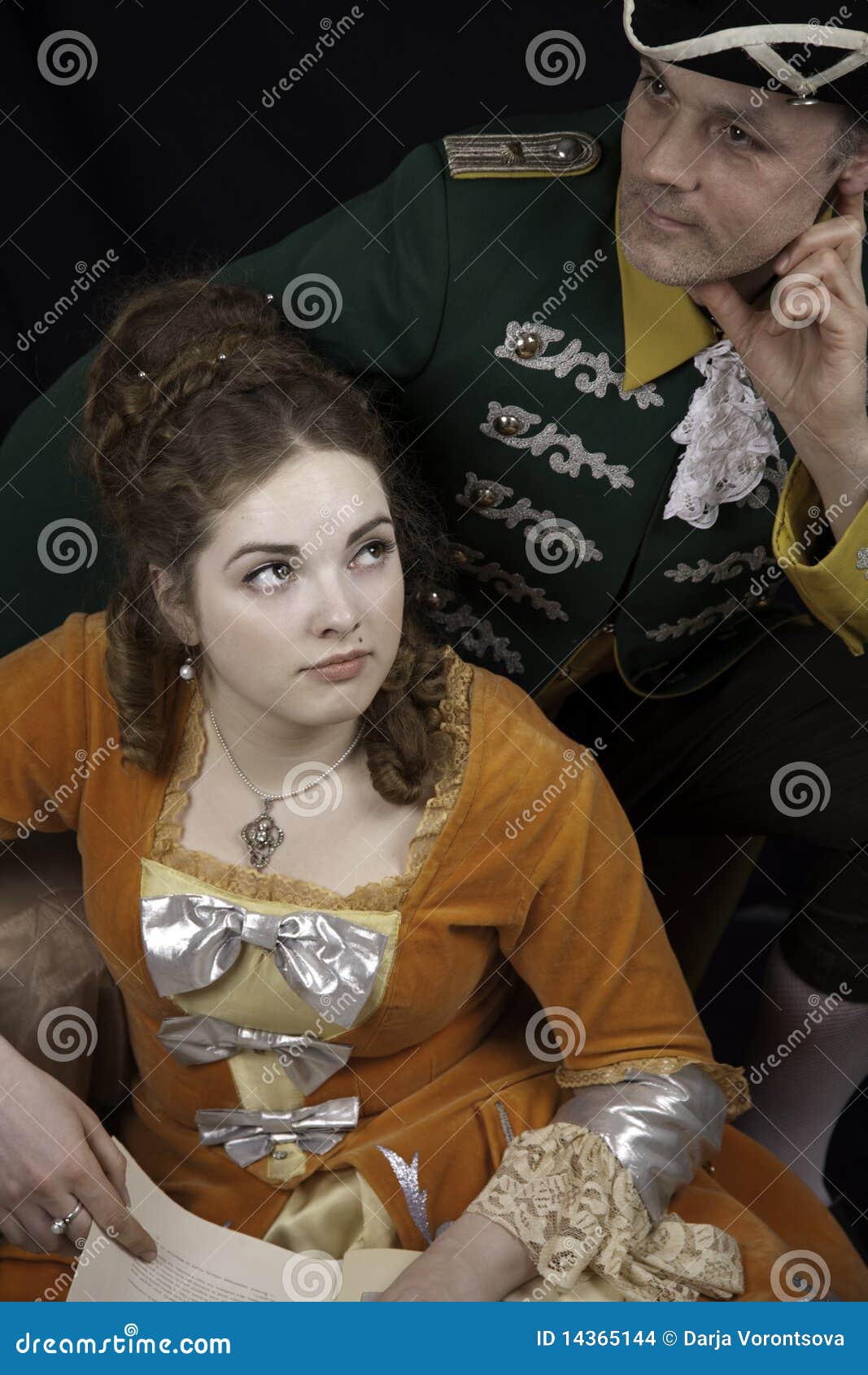 Baroque Couple Reeding Book Stock Photo - Image of beauty, decoration ...
