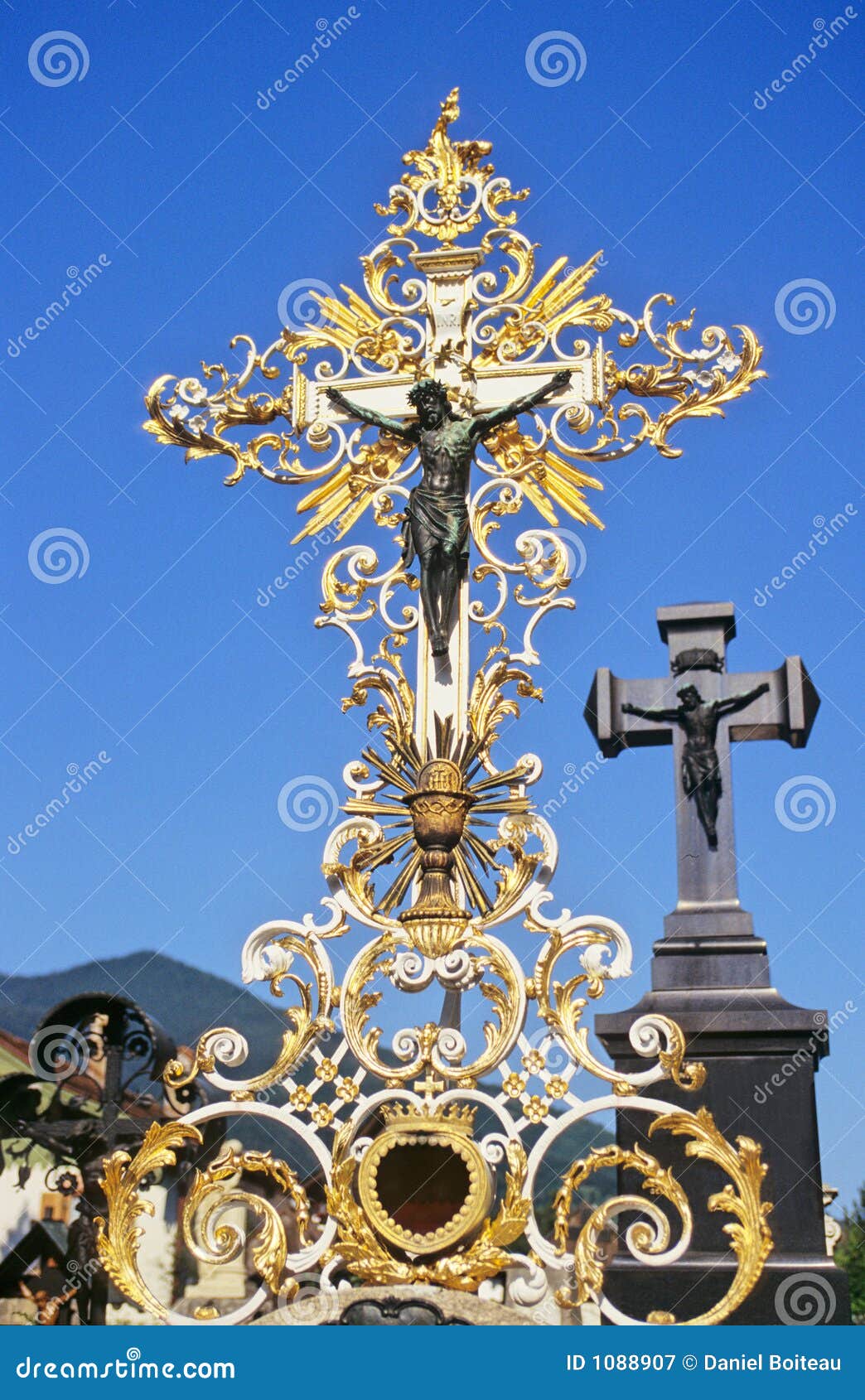 Baroque cross stock image. Image of jesus, church, blue - 1088907