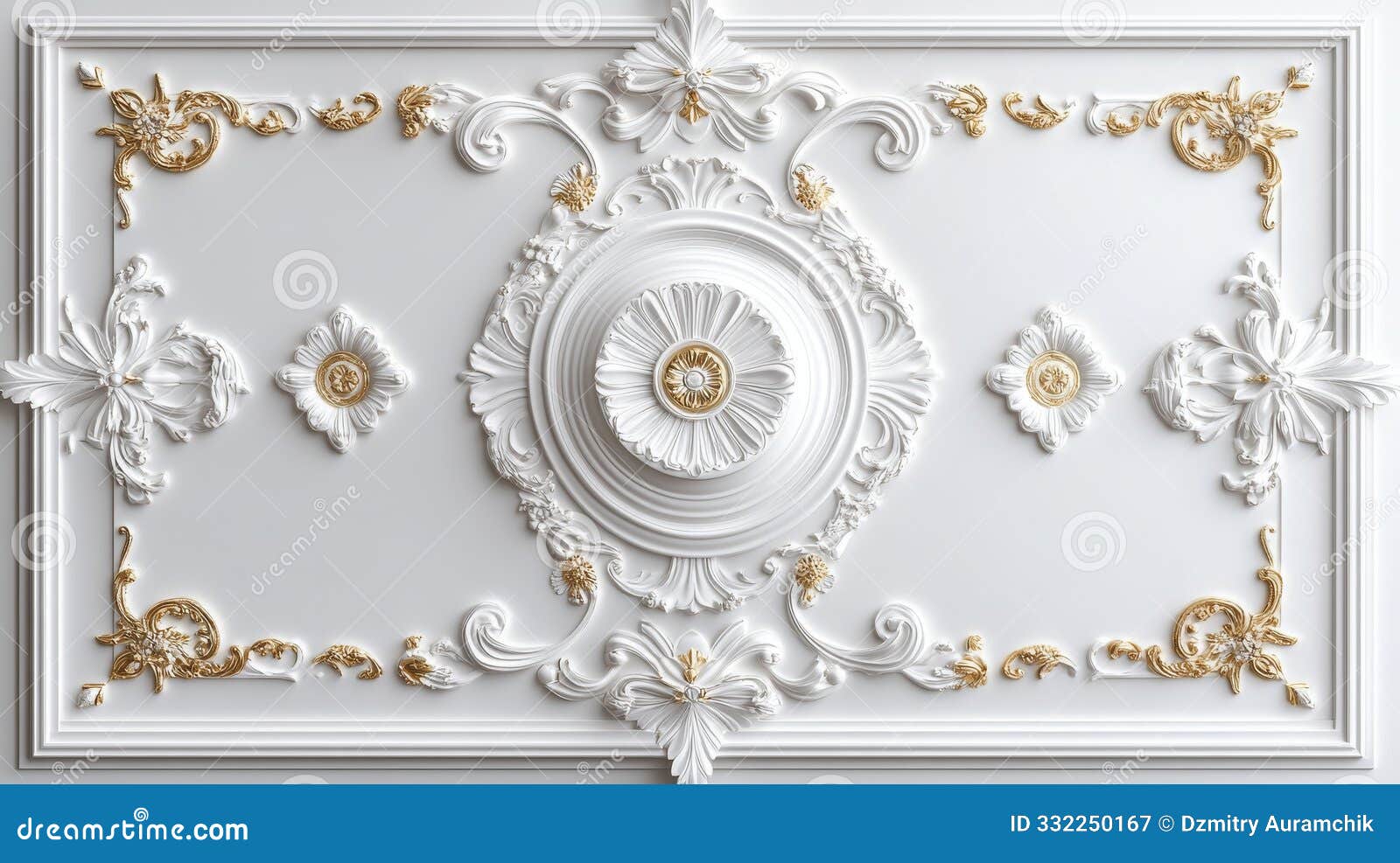 Baroque Decorative Panel Wall Made from White Plaster Stock Image - Image of design, shape ...