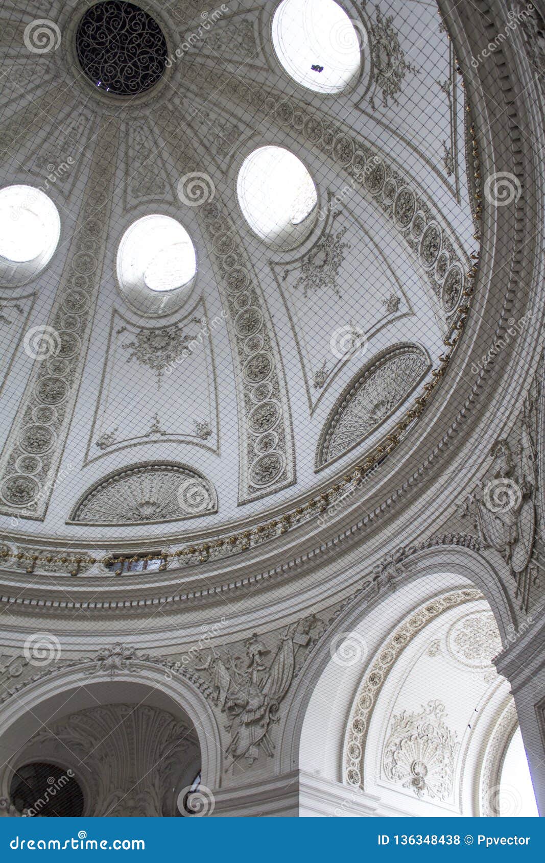 Baroque dome inside editorial stock photo. Image of decoration - 136348438