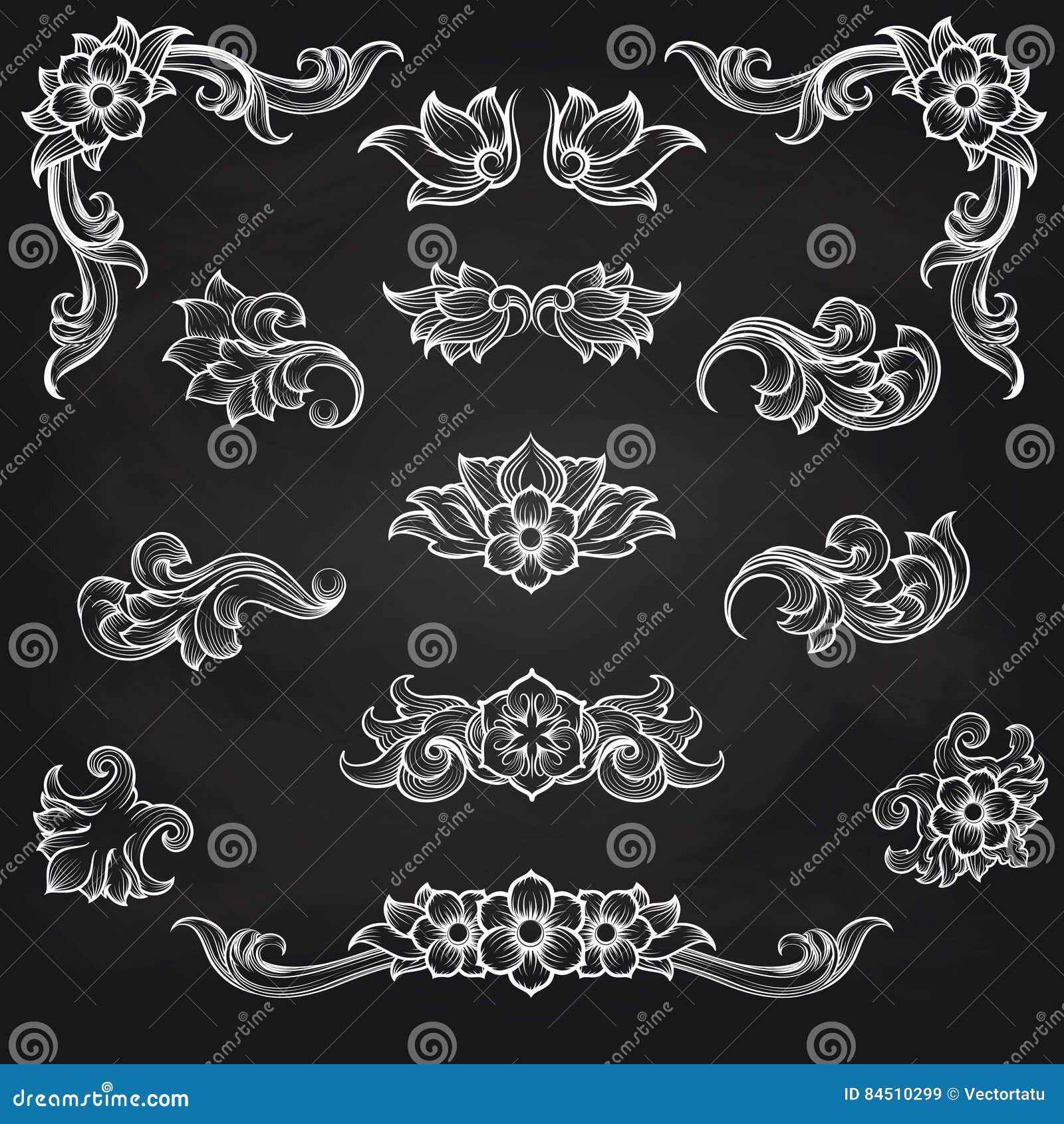 Baroque Engraving Leaf Scroll Design Stock Vector - Illustration of ...