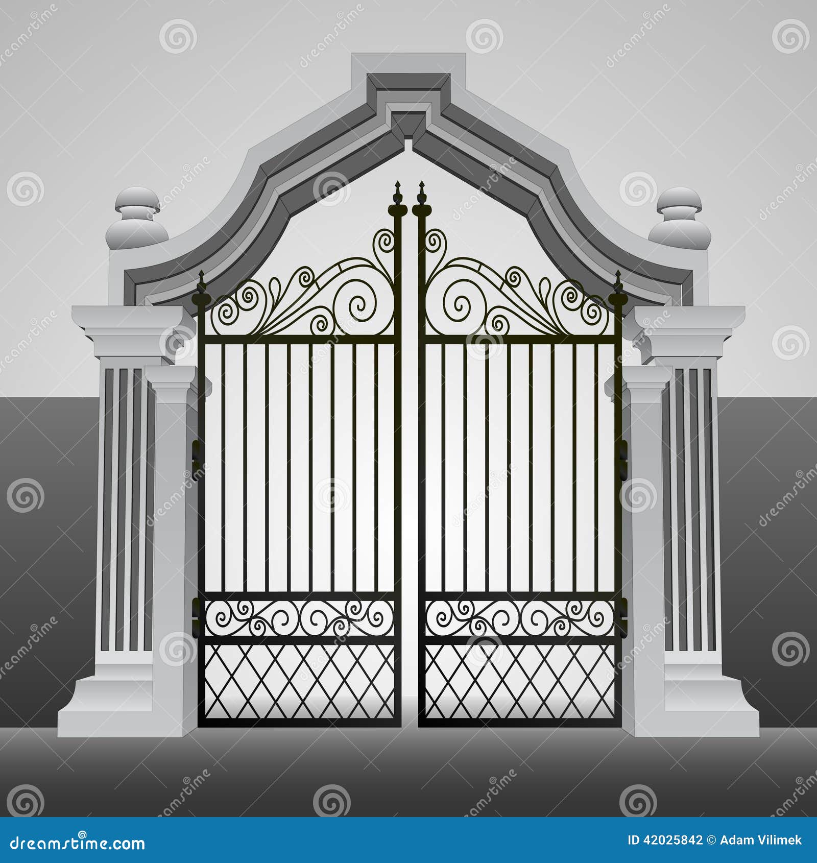 Baroque Entrance Gate with Iron Fence Vector Stock Vector ...