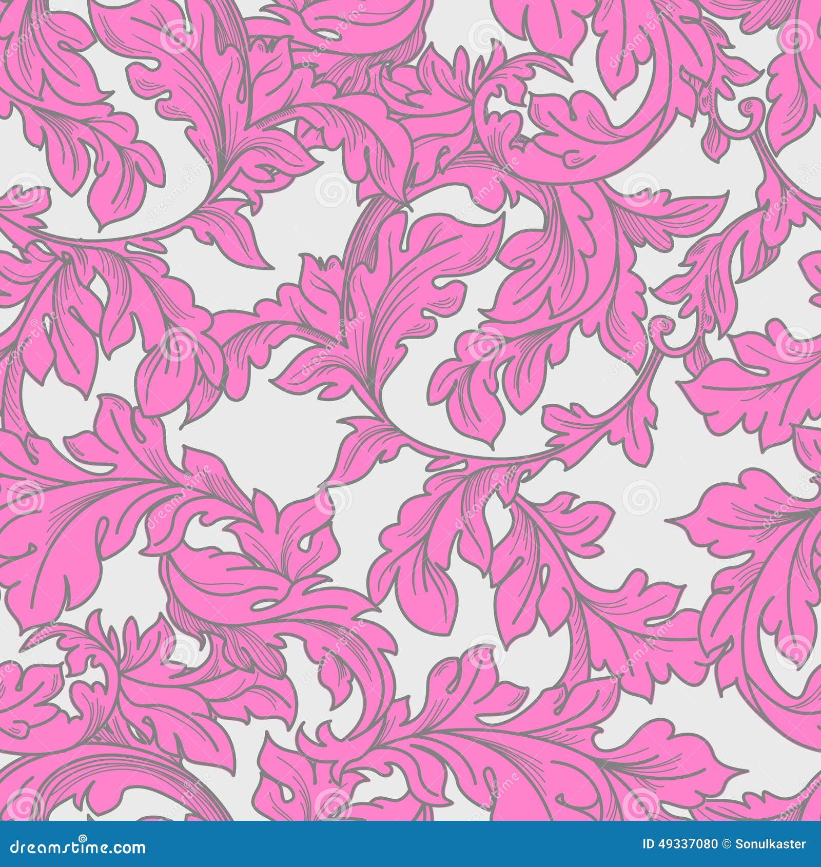 Baroque floral pattern stock vector. Illustration of curves - 49337080