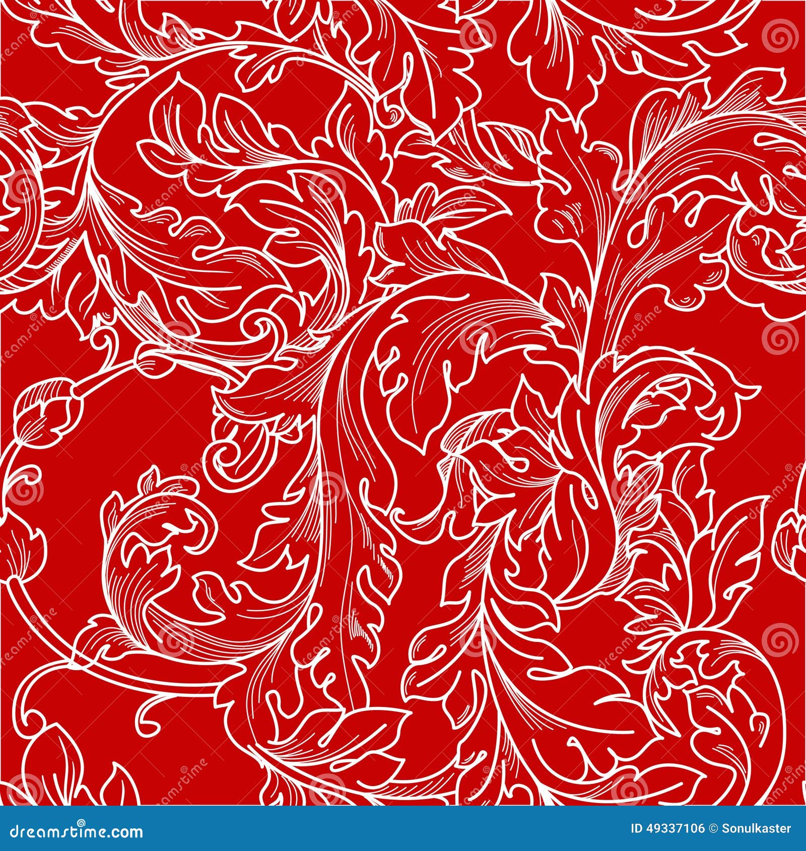 Baroque floral pattern stock vector. Illustration of ornate - 49337106