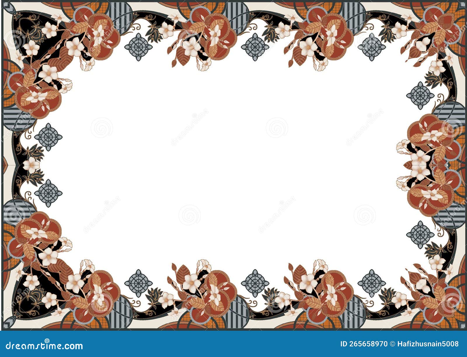 Baroque Flower Motif Frame Design Digital Design Bold Design Pattern ...