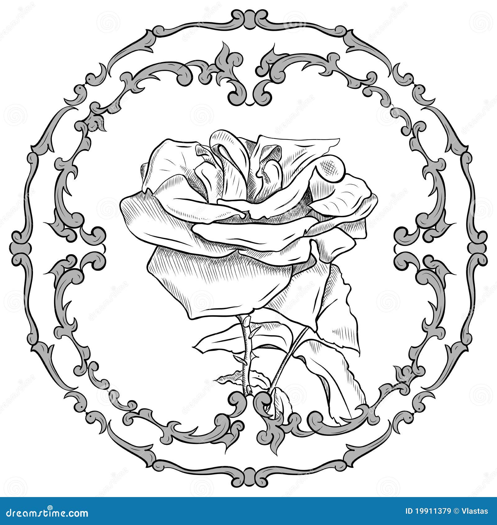 Baroque frame flower stock vector. Illustration of floral - 19911379