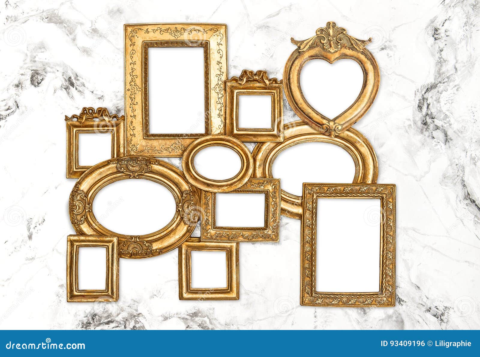 Baroque Frame Golden Framework Marble Background Stock Photo - Image of ...