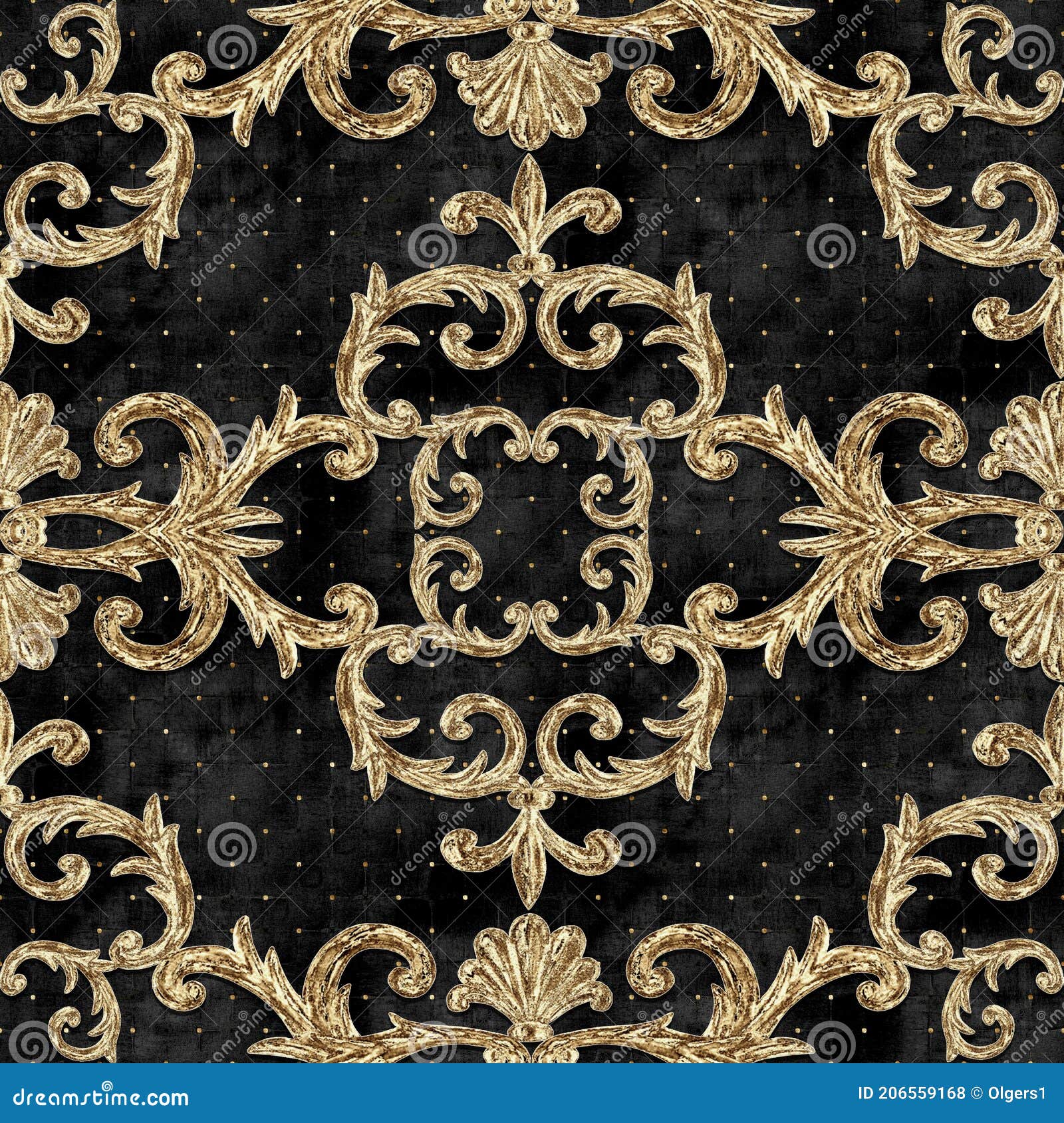 Baroque Golden Elements Seamless Pattern. Gold Texture Stock ...